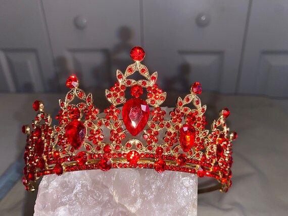 RED CRYSTAL RHINESTONE Tiara wedding tiara hair jewel… - Gem