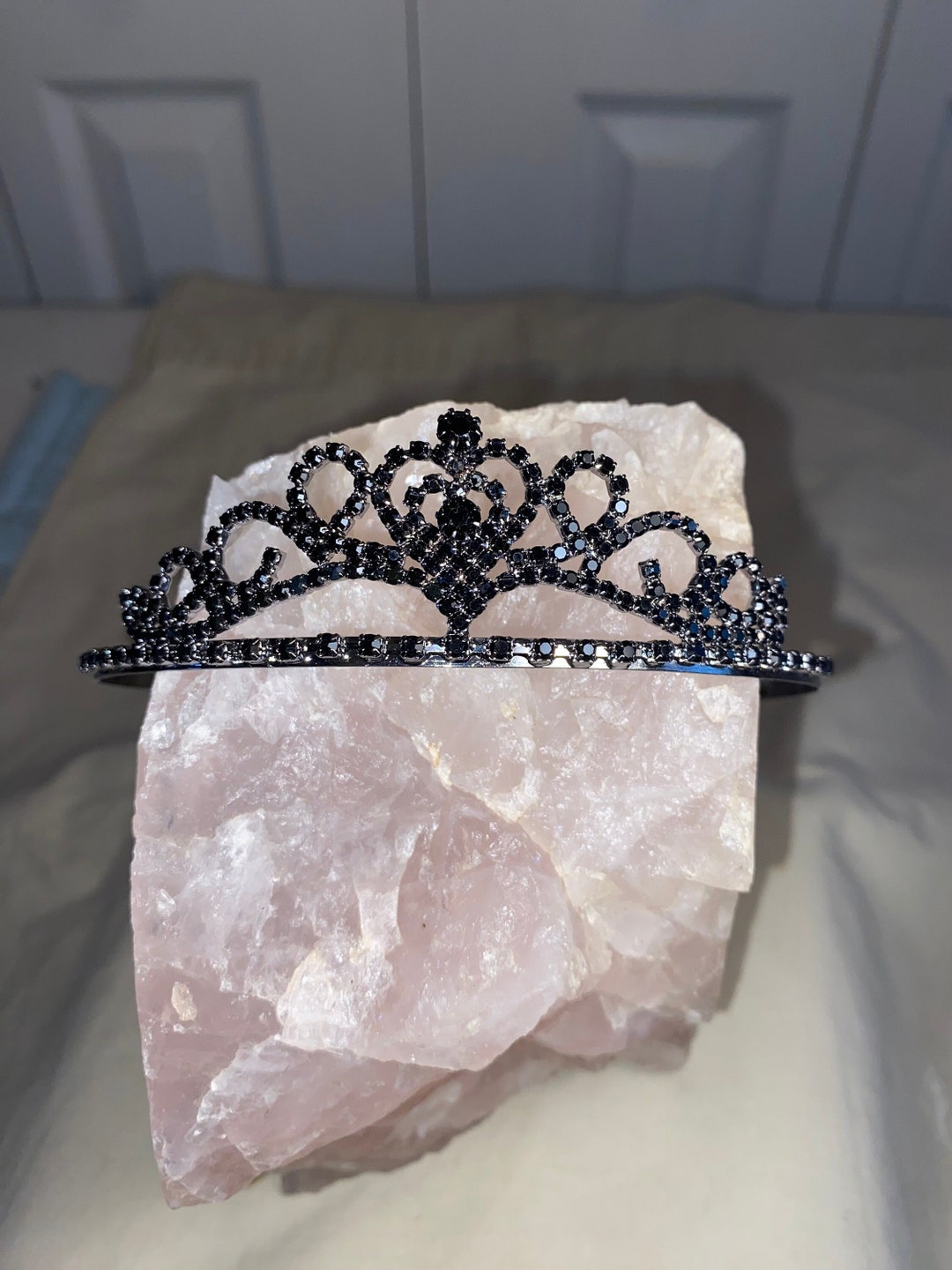BLACK CRYSTAL RHINESTONE Tiara Princess Tiara Hair Jewelry Hair ...