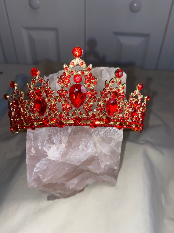 RED CRYSTAL RHINESTONE Tiara wedding tiara hair jewel… - Gem