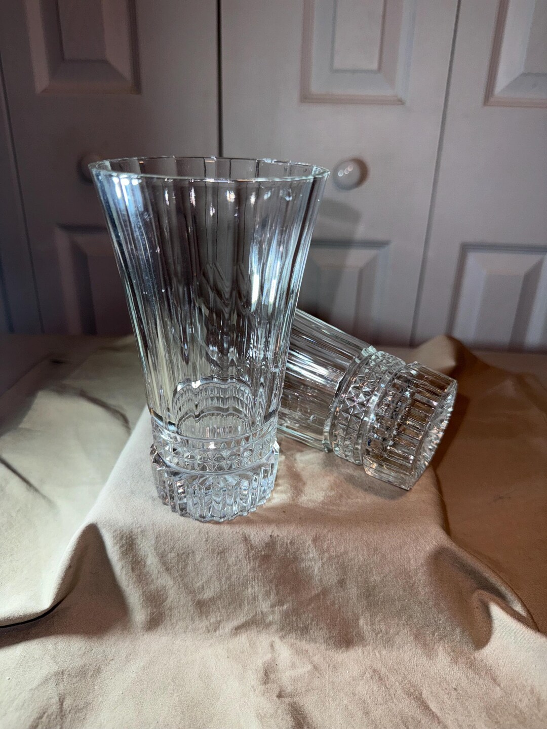 VINTAGE SET 6 CUT Crystal Water Glasses Crystal Bottom Tea Glasses ...