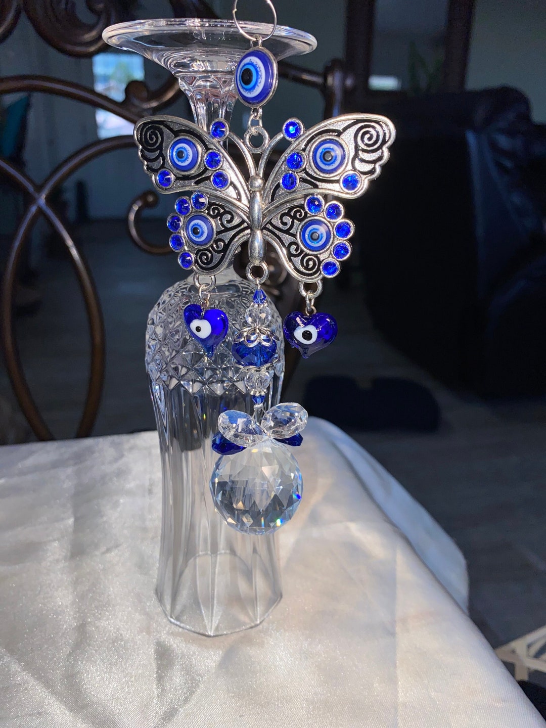 CRYSTAL BEADED BUTTERFLY Window Hanging Butterfly Suncatcher Window ...