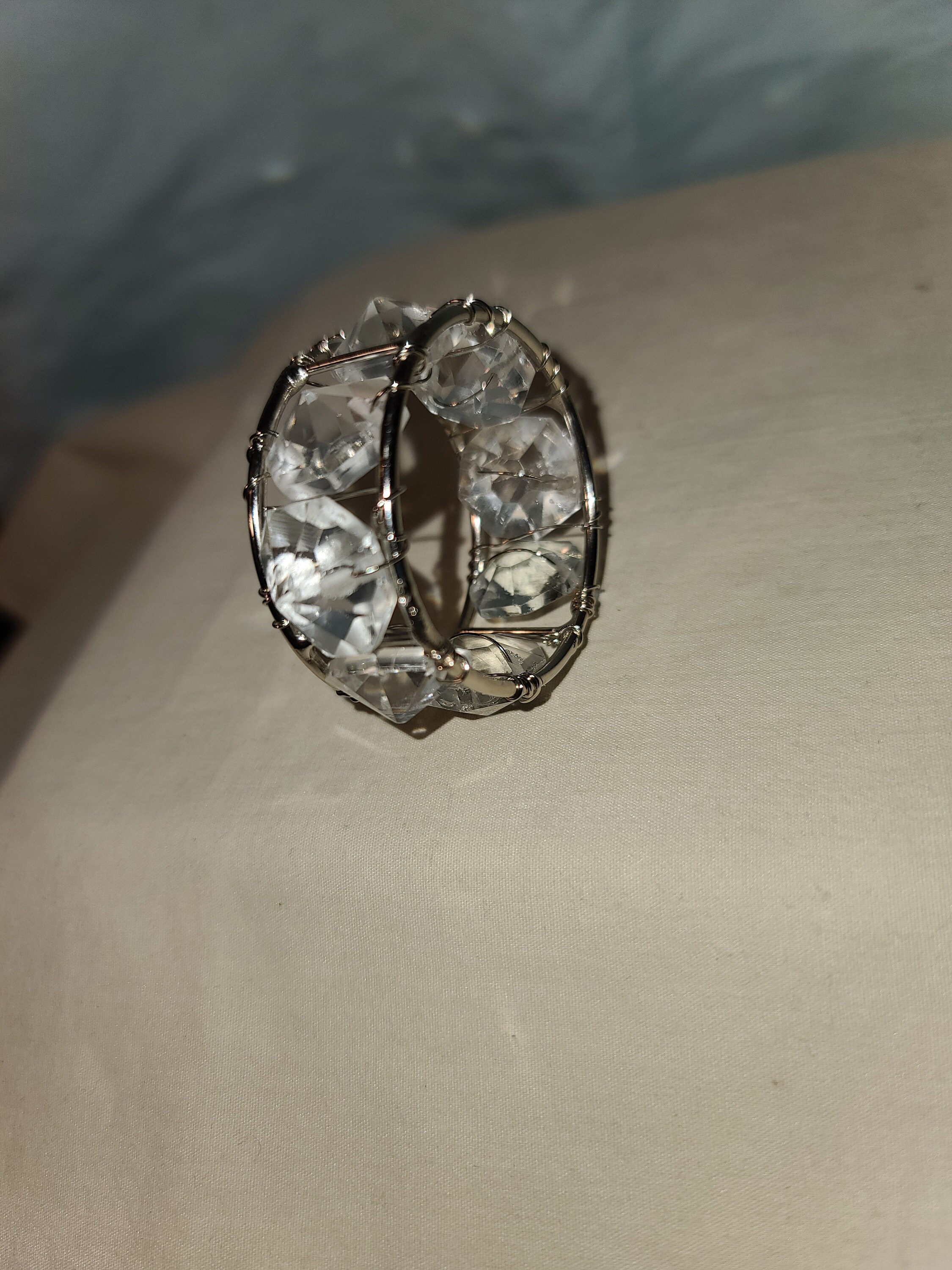 VINTAGE CRYSTAL NAPKIN Rings Silver Wire Wrapped Crystal - Etsy