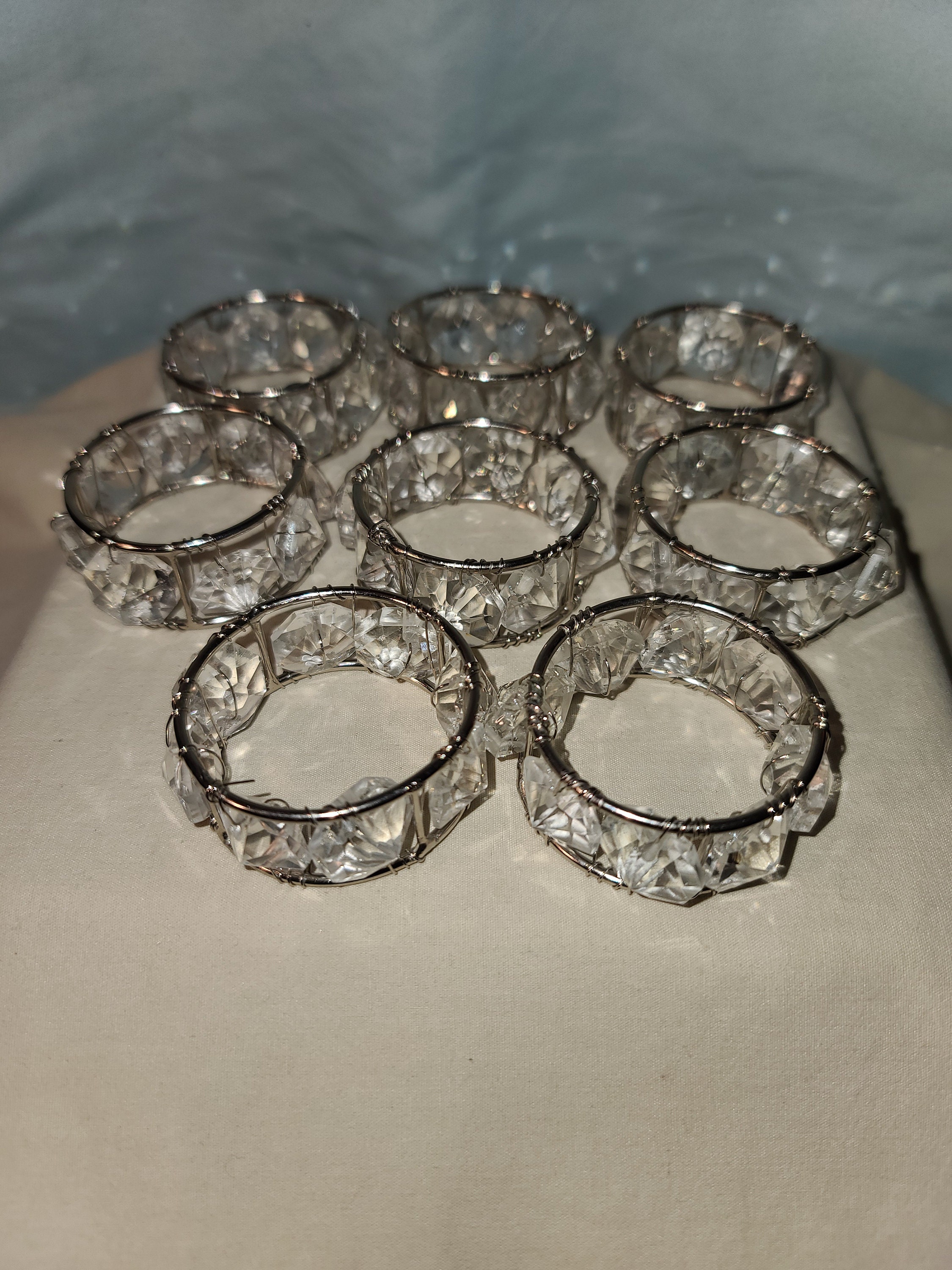VINTAGE CRYSTAL NAPKIN Rings Silver Wire Wrapped Crystal - Etsy