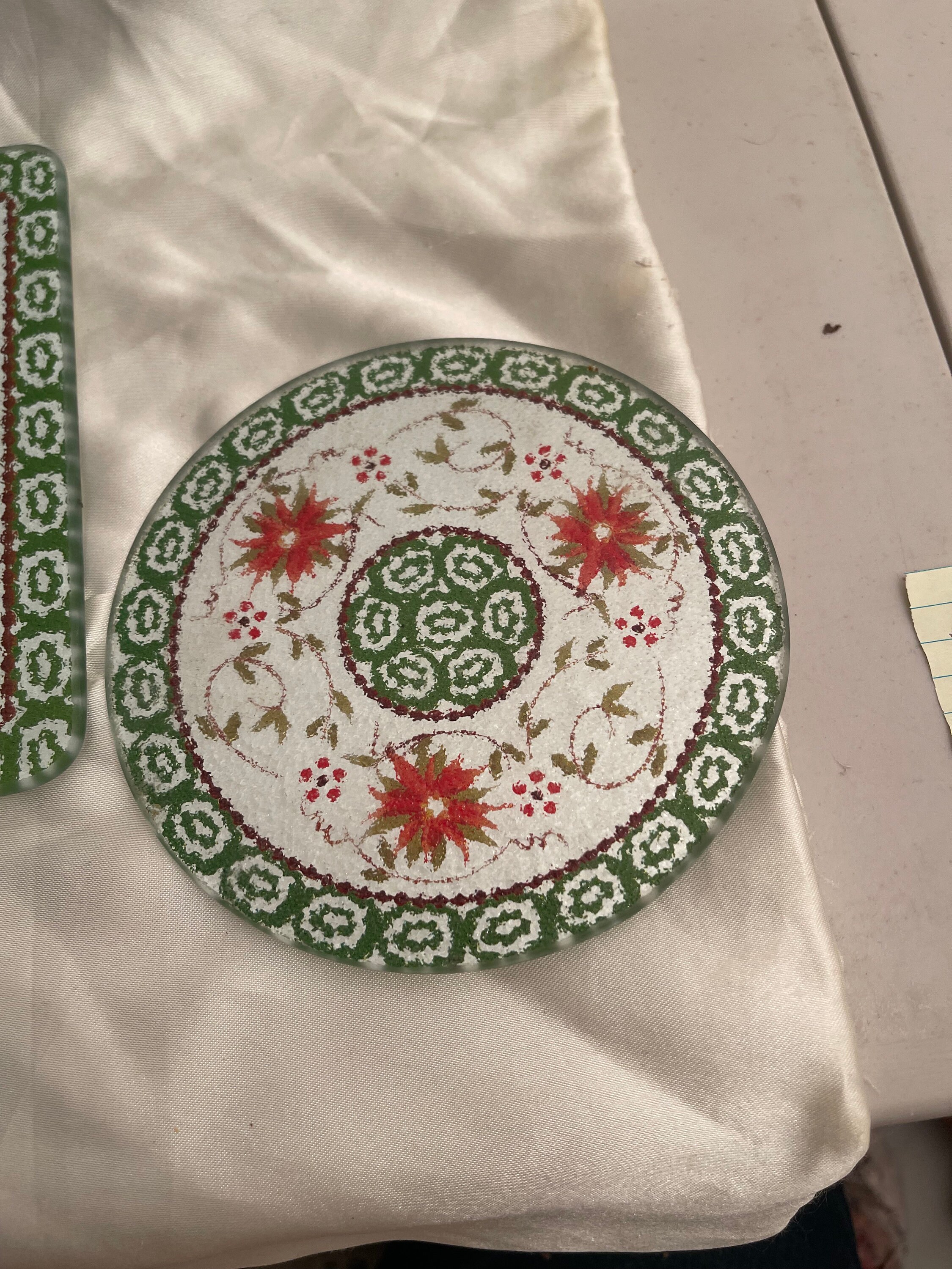 SET OF 3 GREEN Glass Trivets Kitchen Decor Kitchen Trivets Collectable ...