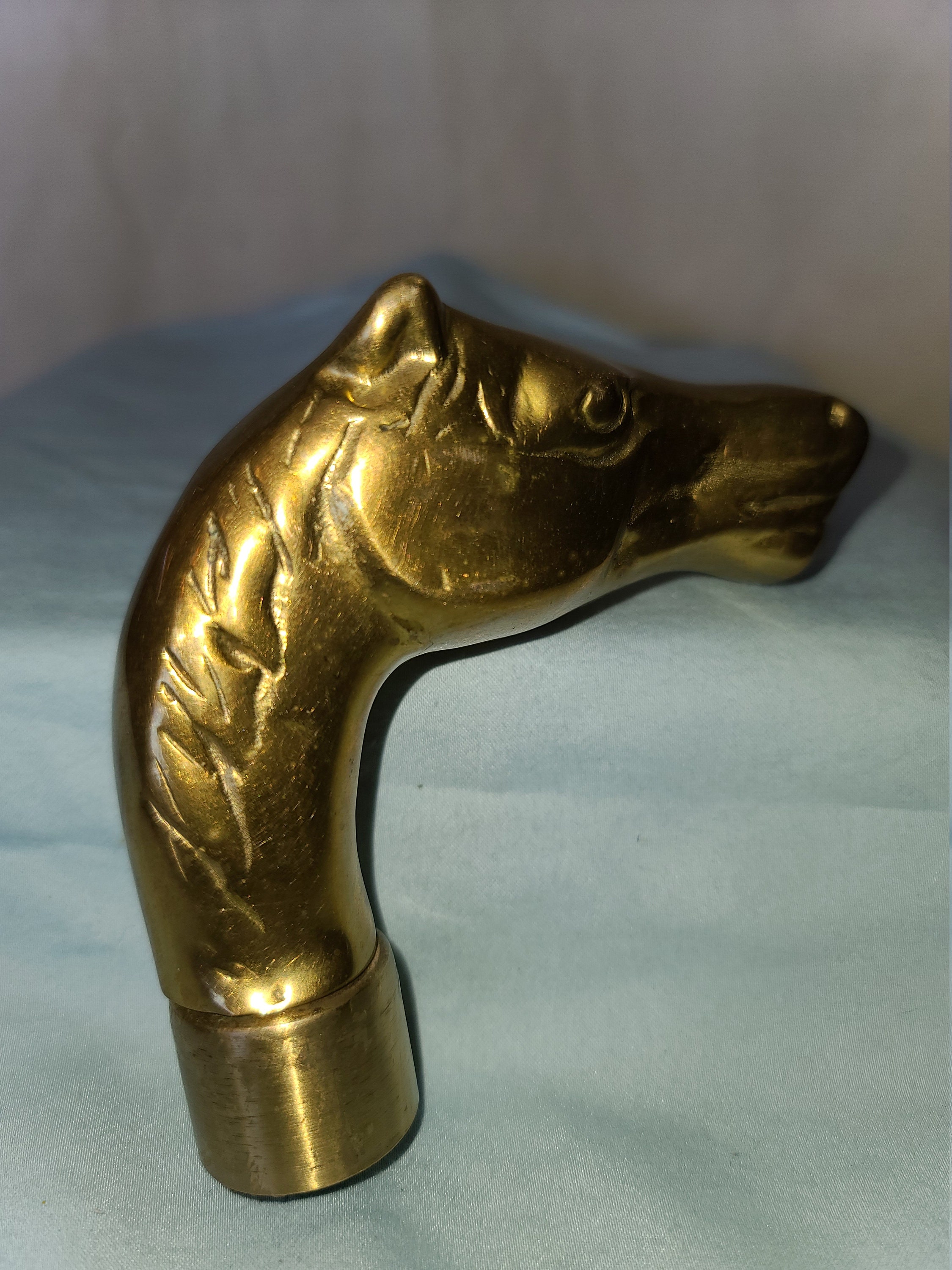 VINTAGE SOLID BRASS Horse Cane Handle Horse Head Cane Handle Horse Head ...