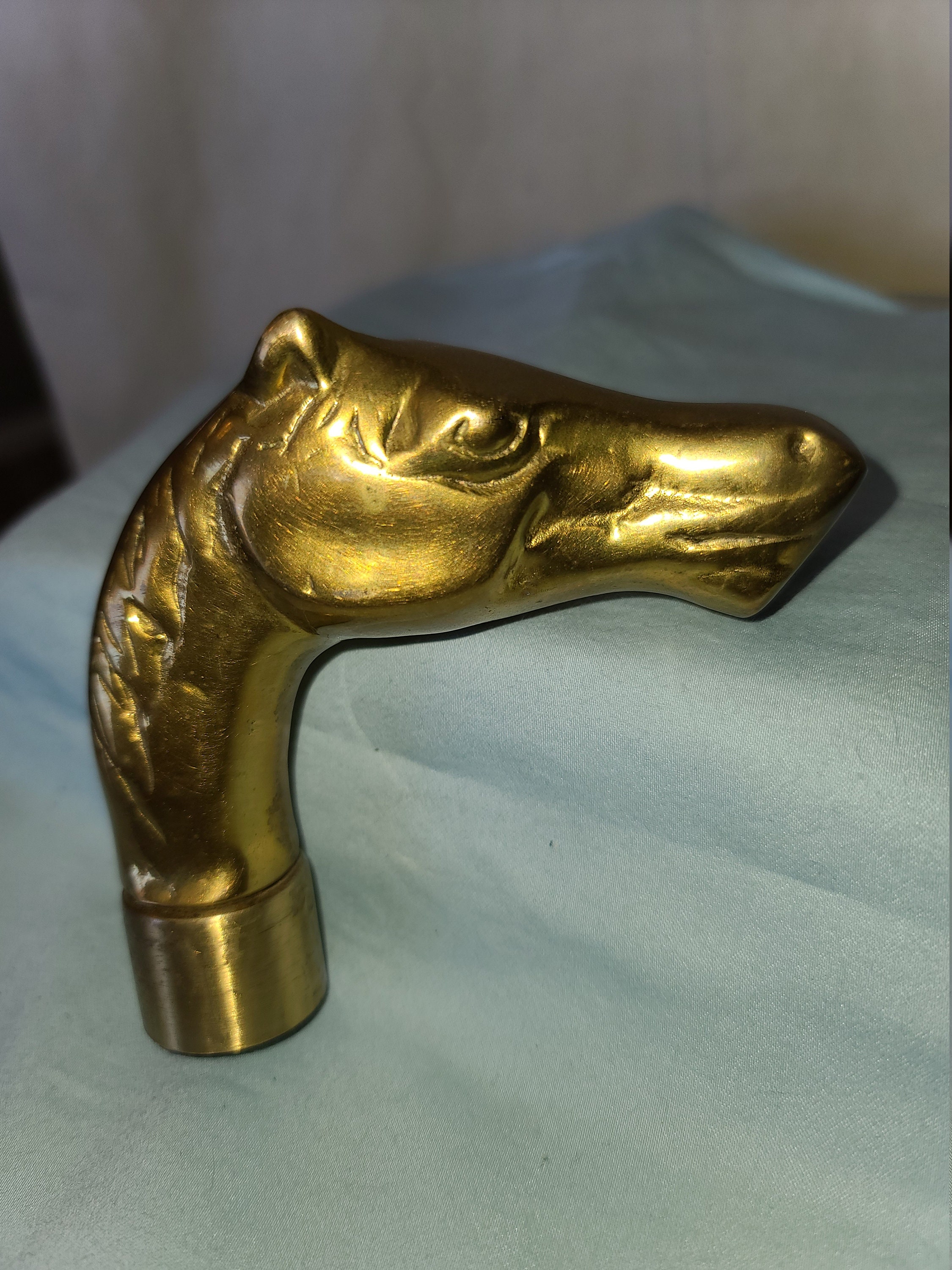 VINTAGE SOLID BRASS Horse Cane Handle Horse Head Cane Handle Horse Head ...
