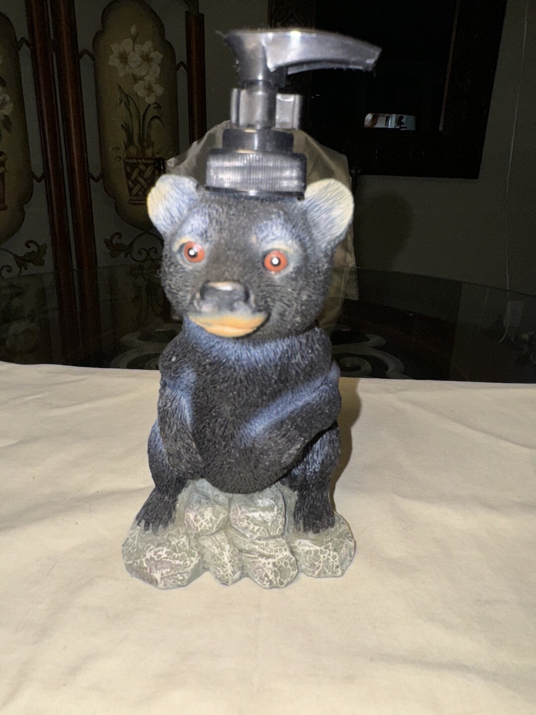 VINTAGE BLACK BEAR Lotion Dispenser Bear Soap Dispenser Bear Dispenser ...