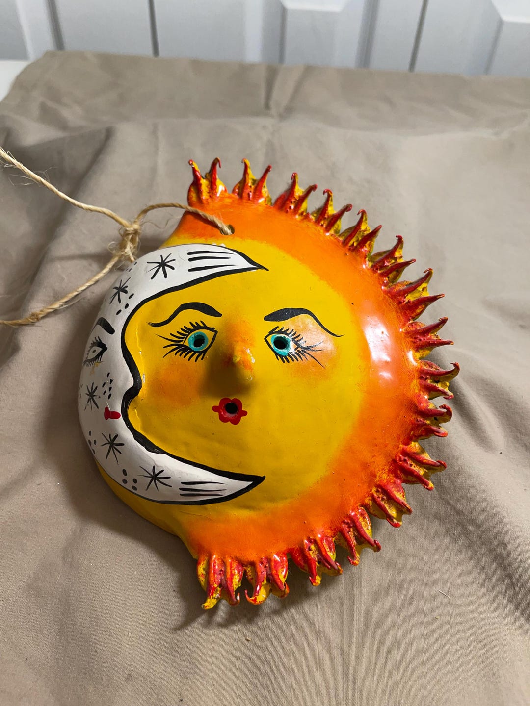 VINTAGE MEXICAN FOLK Art Sun Face Hanging Sun Face Patio Decor ...