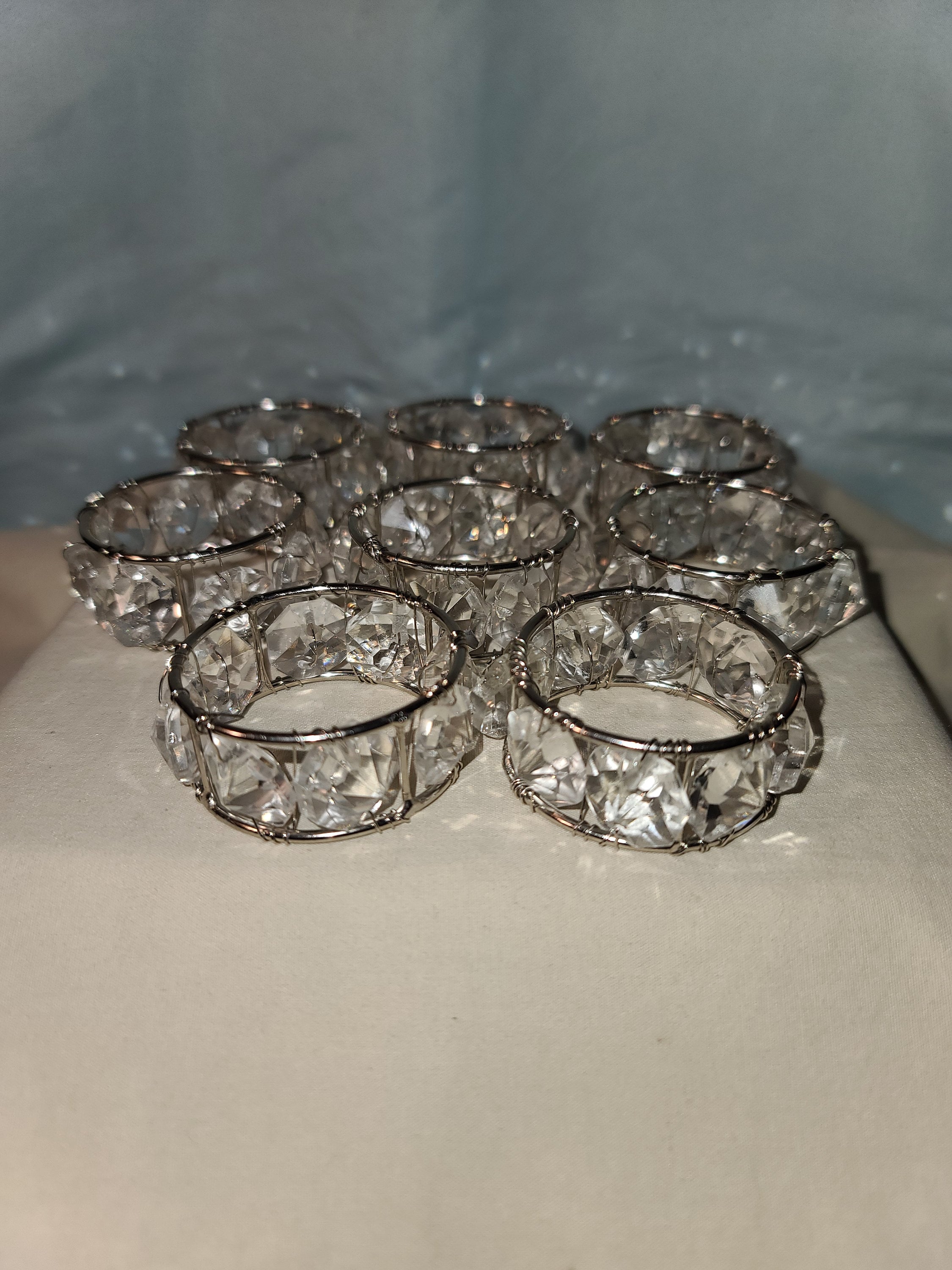 VINTAGE CRYSTAL NAPKIN Rings Silver Wire Wrapped Crystal - Etsy