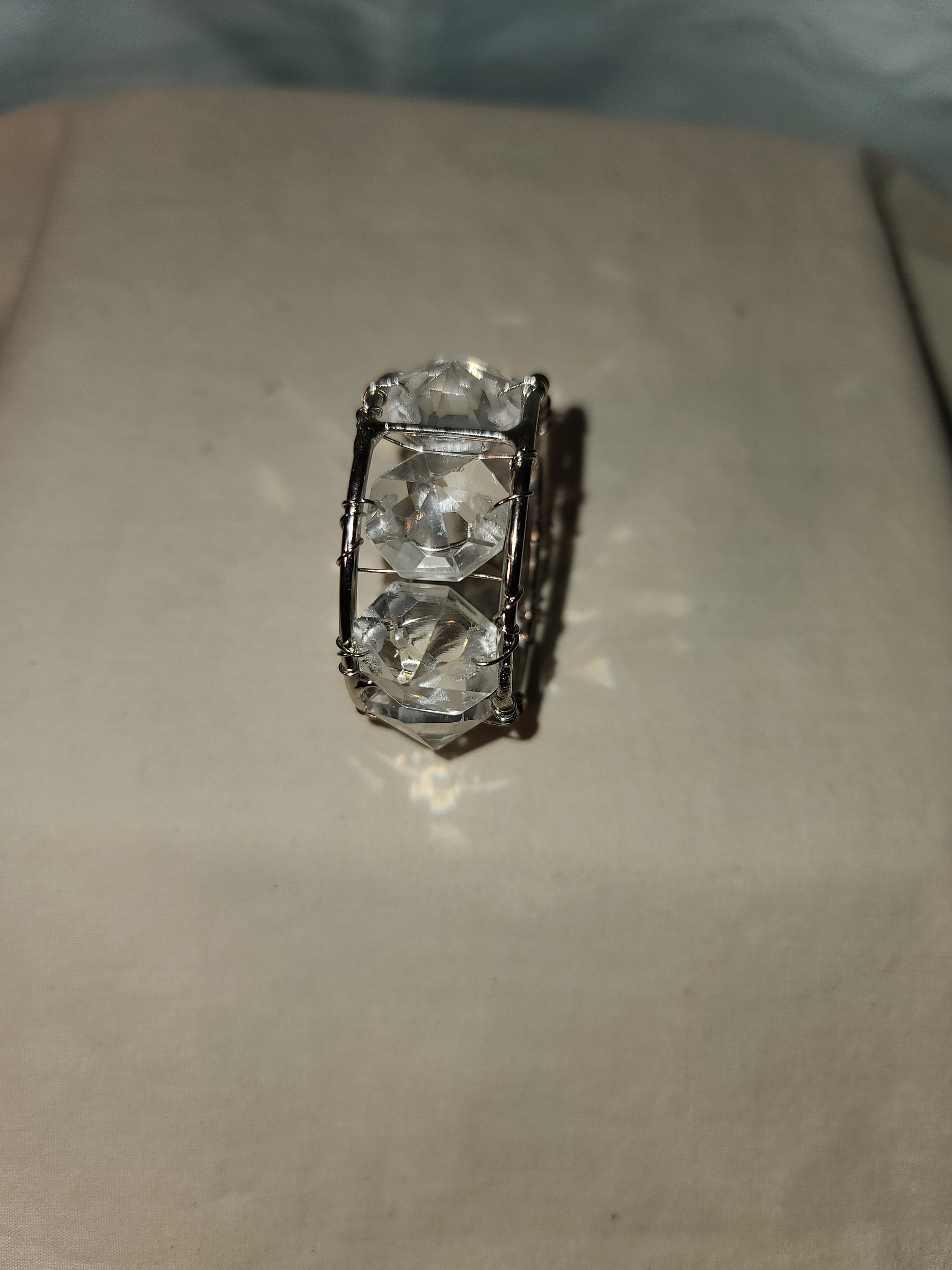 VINTAGE CRYSTAL NAPKIN Rings Silver Wire Wrapped Crystal - Etsy