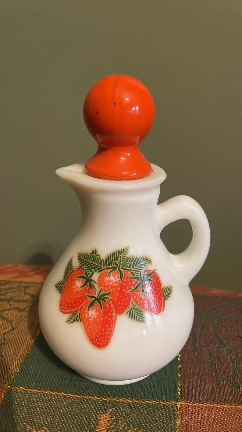 Vintage Avon Strawberries and Cream Milk Glass Pitcher With Cork ...