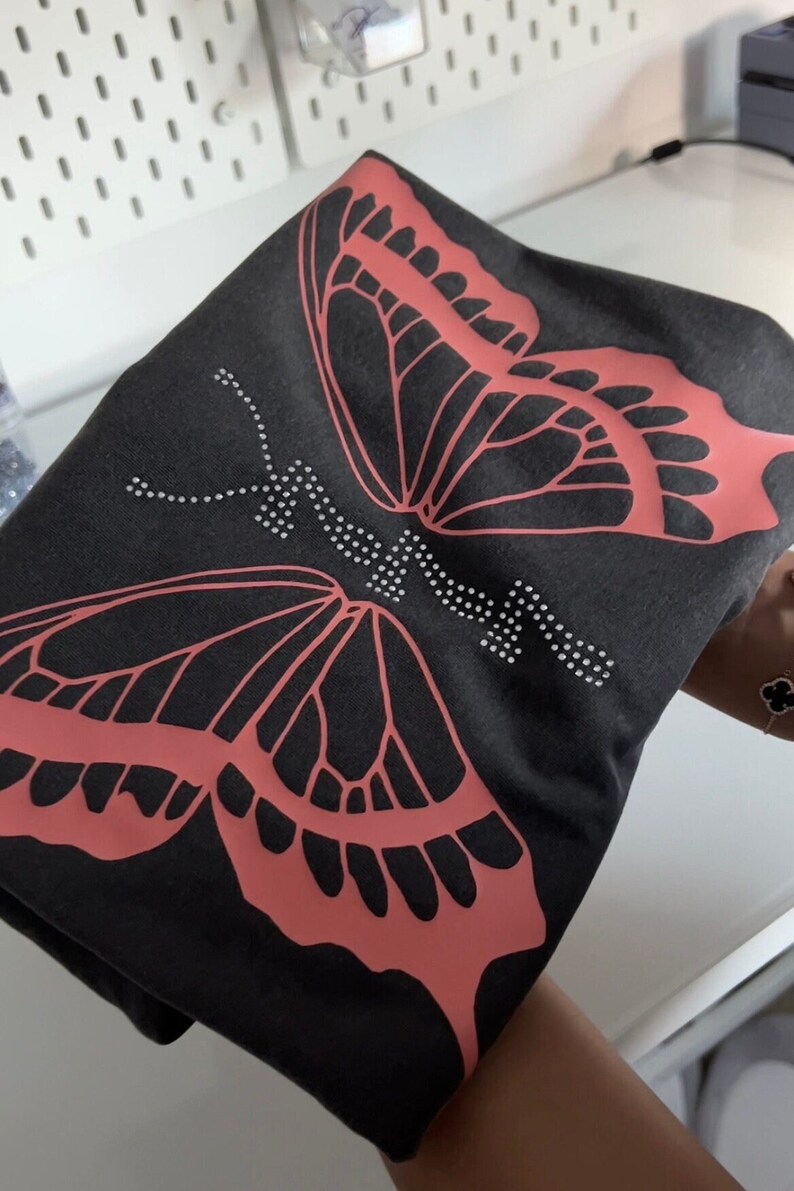 777 Rhinestone Butterfly T-shirt - Etsy