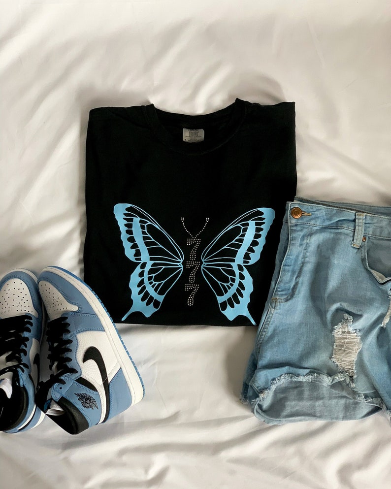 777 Rhinestone Butterfly T-shirt - Etsy