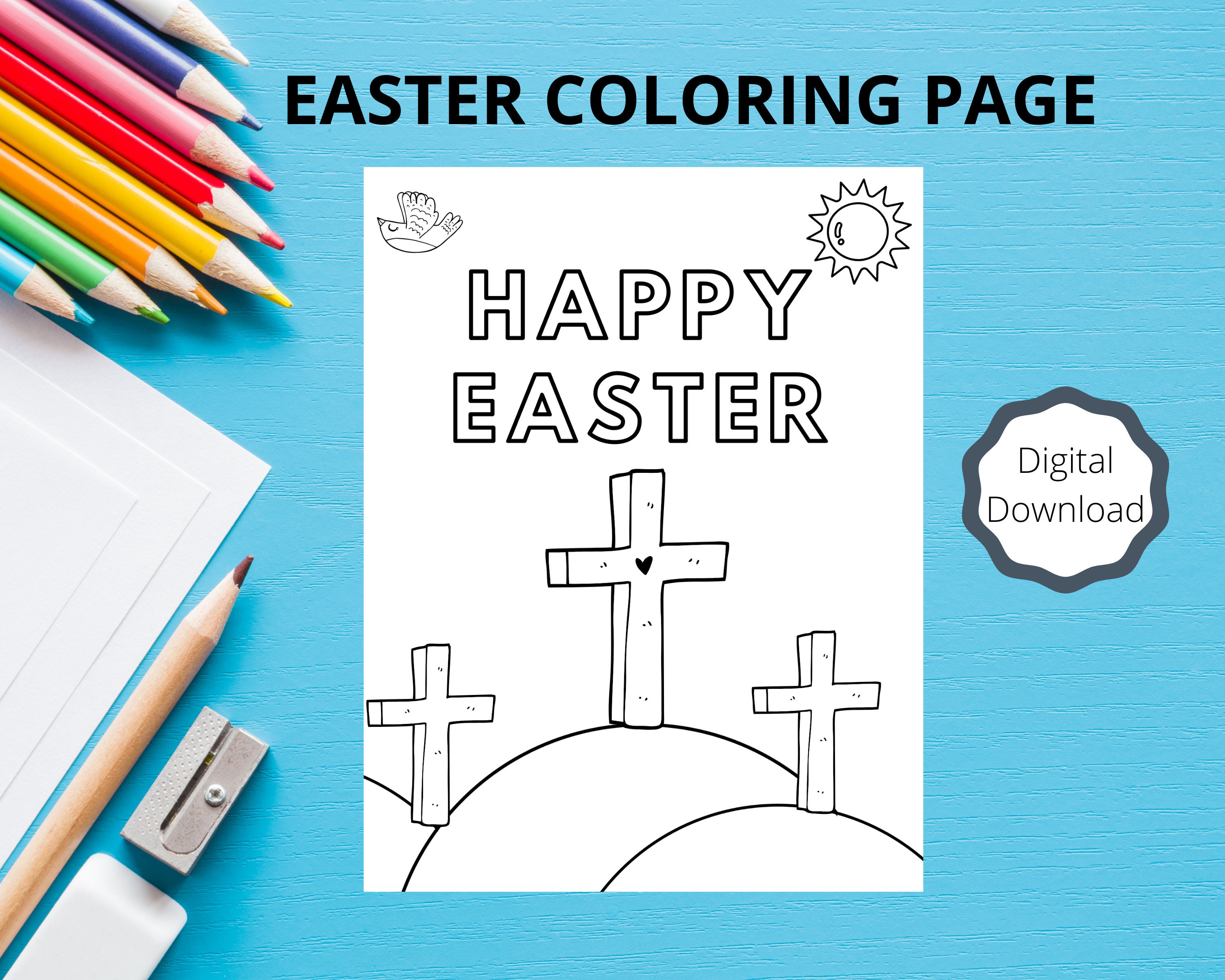 Easter Kids Coloring Page - Happy Easter - Christian Coloring Page ...