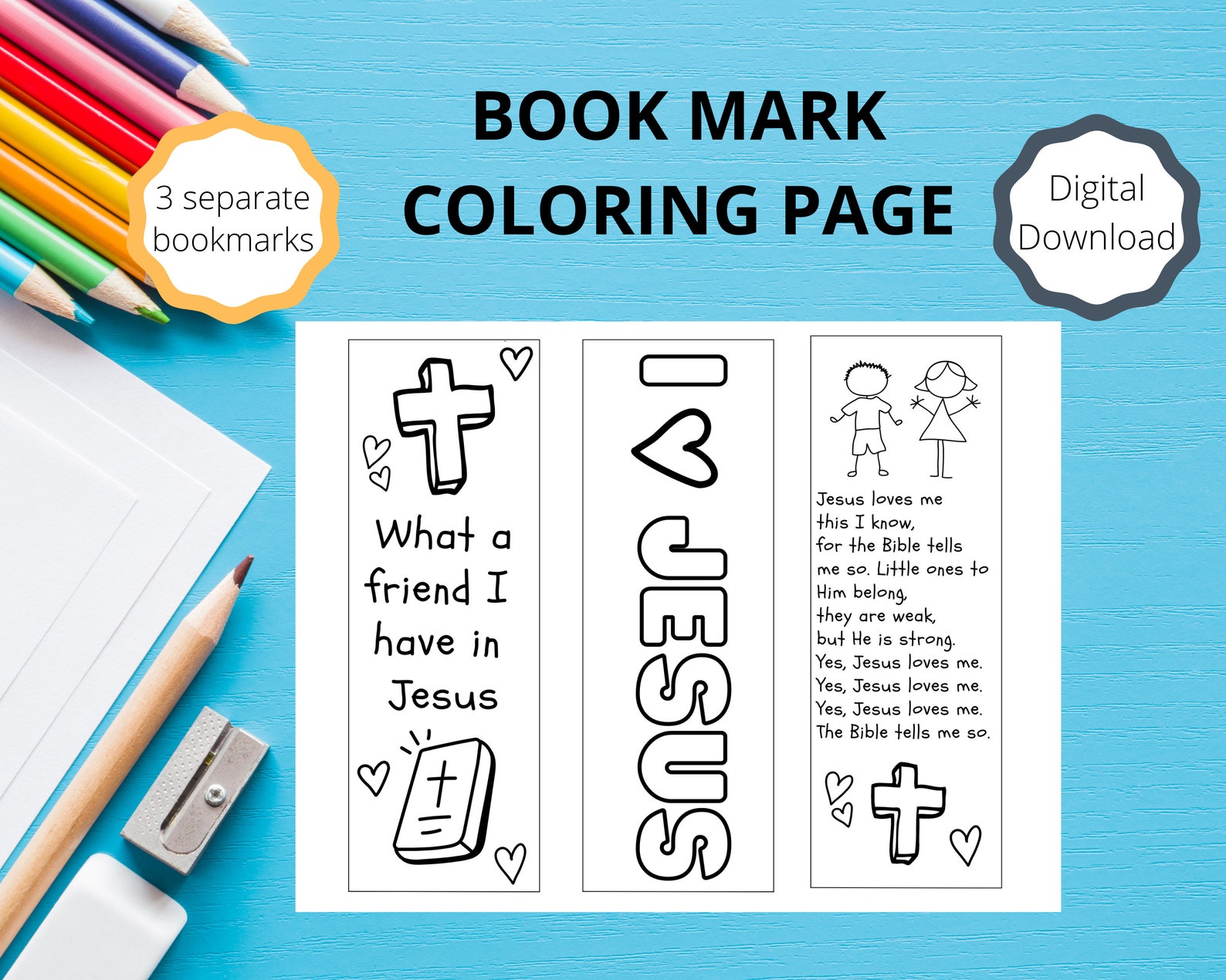 Kids Christian Book Mark Coloring Page - Kids Coloring Page - Bible ...