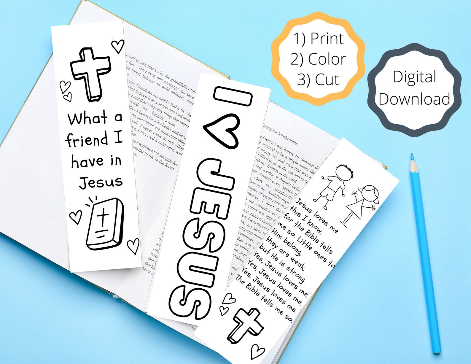 Kids Christian Book Mark Coloring Page - Kids Coloring Page - Bible ...