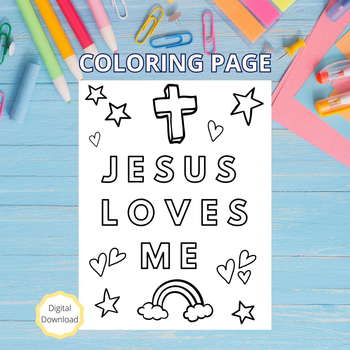 Jesus Loves Me - Christian Coloring Page - Sunday School Coloring Page ...