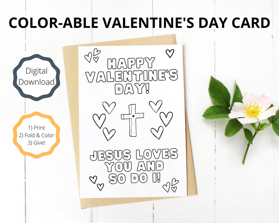 Color-able Valentine's Day Card: Jesus Loves You (digital Download) - Etsy