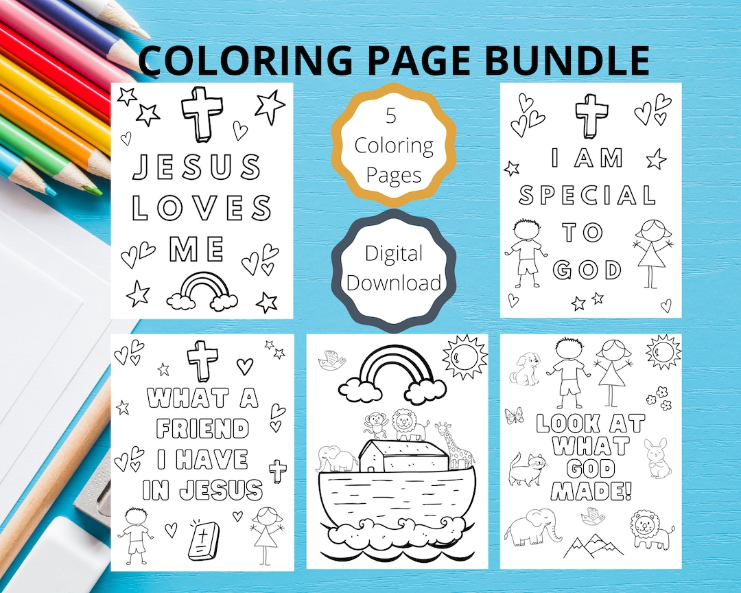 Kids Coloring Page Bundle - Christian Coloring Pages - Bible Verse ...