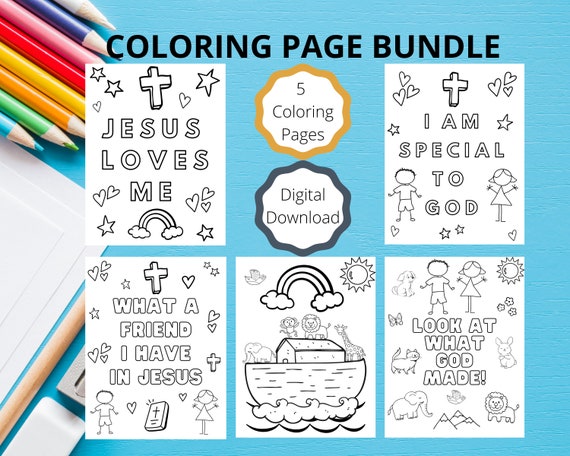 Kids Coloring Page Bundle Christian Coloring Pages Bible - Etsy