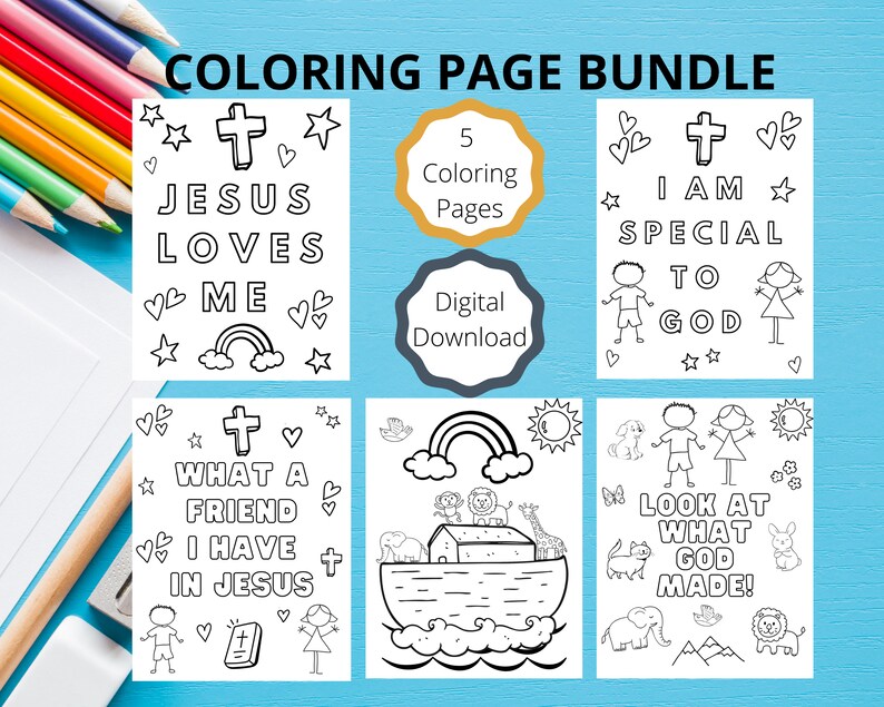Kids Coloring Page Bundle - Christian Coloring Pages - Bible Verse ...