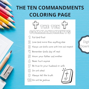The Ten Commandments Coloring Page - Kids Coloring Page - Christian ...