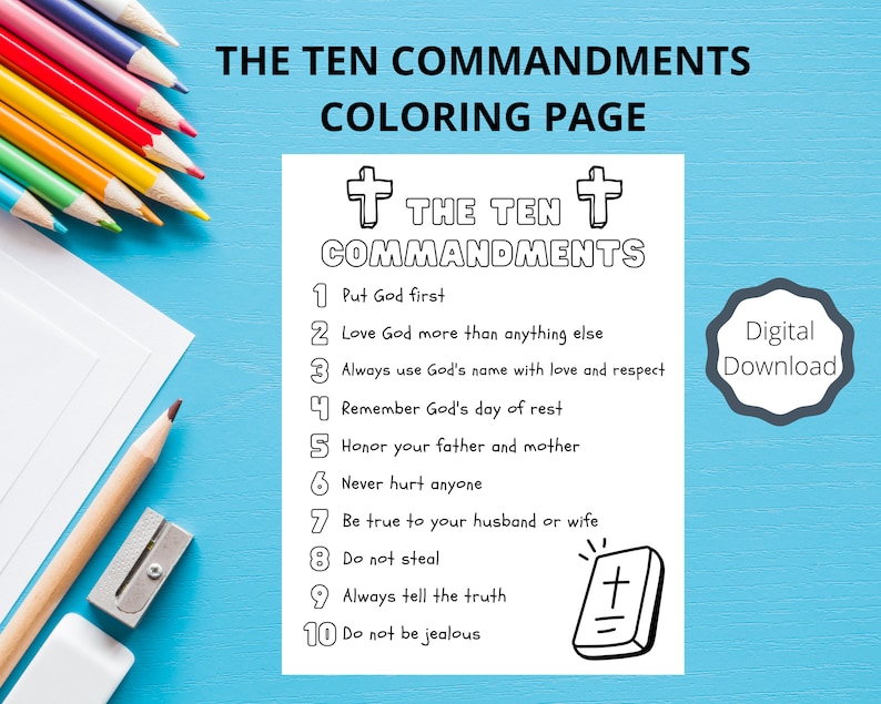 The Ten Commandments Coloring Page - Kids Coloring Page - Christian ...