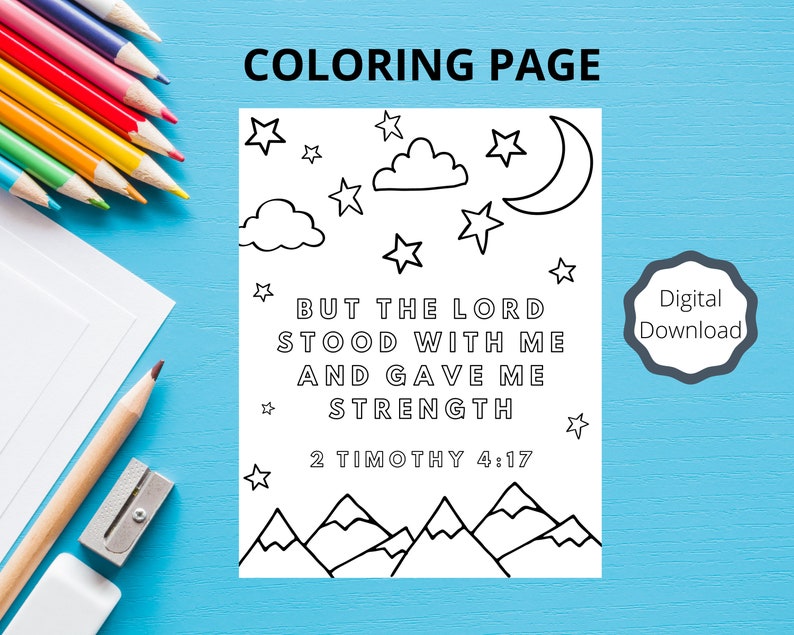 2 Timothy 4:17 Coloring Page - the Lord Stood With Me - Adult Coloring ...