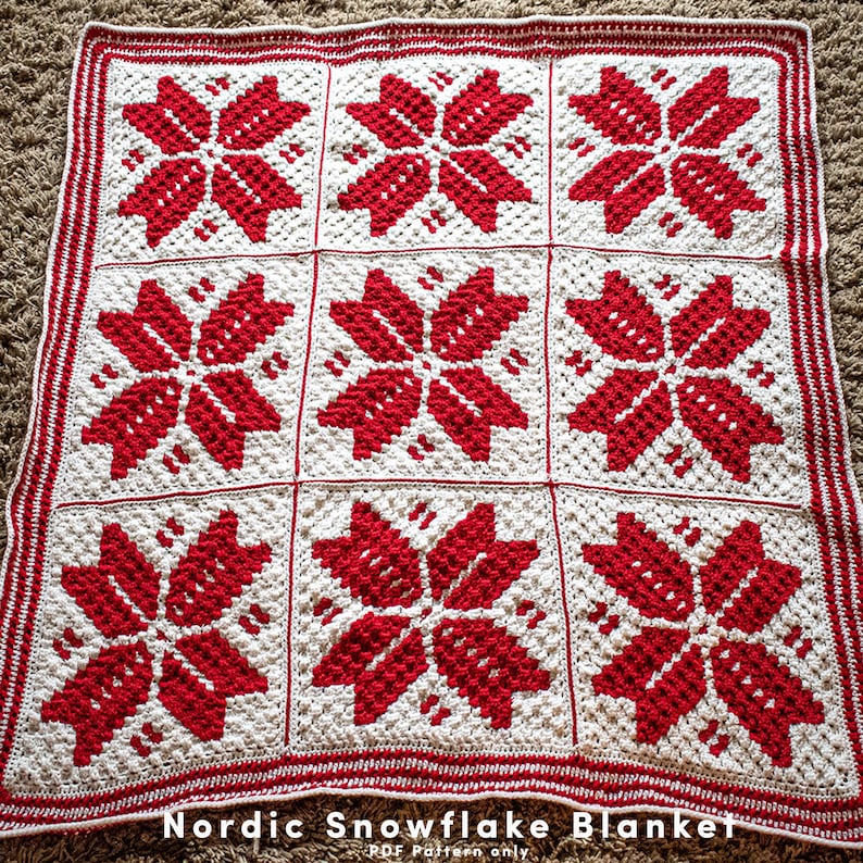 Nordic Snowflake Blanket Crochet PDF Pattern Only Corner to - Etsy