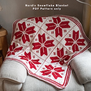 Nordic Snowflake Blanket Crochet PDF Pattern Only Corner to - Etsy
