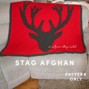 Stag Afghan, Easy Corner to Corner Blanket, PDF Crochet Pattern Only in ...