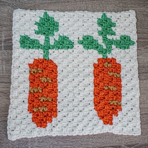 Carrots Corner to Corner Crochet Square, PDF Pattern, Vegetable Crochet ...