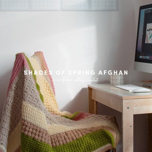 Shades of Spring Afghan | Crochet Textured Afghan Throw Blanket Pattern ...
