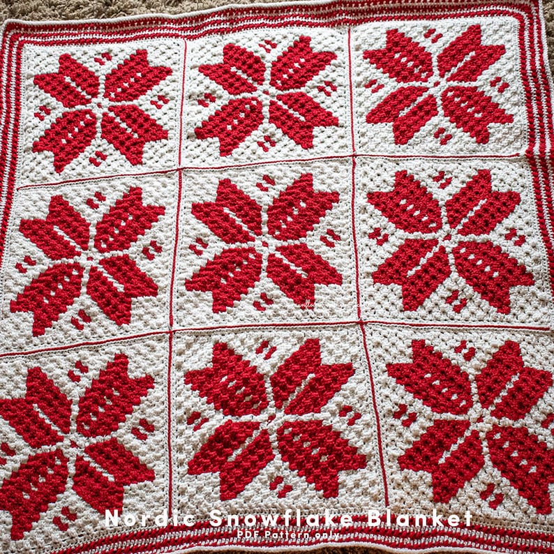 Nordic Snowflake Blanket Crochet PDF Pattern Only Corner to - Etsy