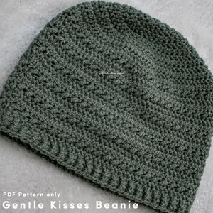 Gentle Kisses Beanie Unisex, Intermediate Crochet PDF PATTERN in 8 ...