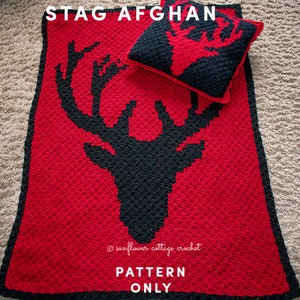 Stag Afghan, Easy Corner to Corner Blanket, PDF Crochet Pattern Only in ...