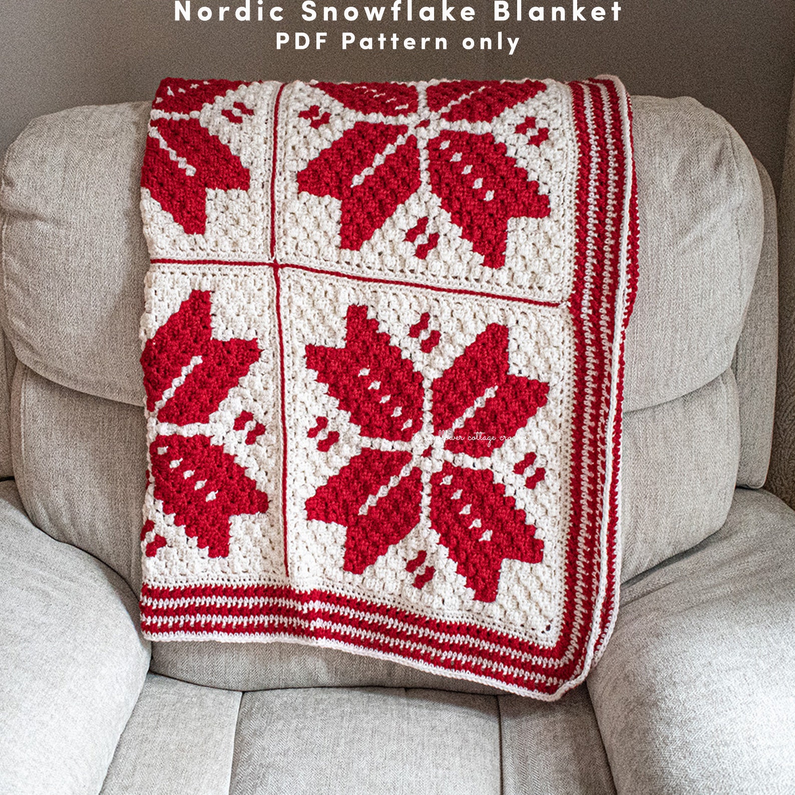 Nordic Snowflake Blanket Crochet PDF Pattern Only Corner to - Etsy