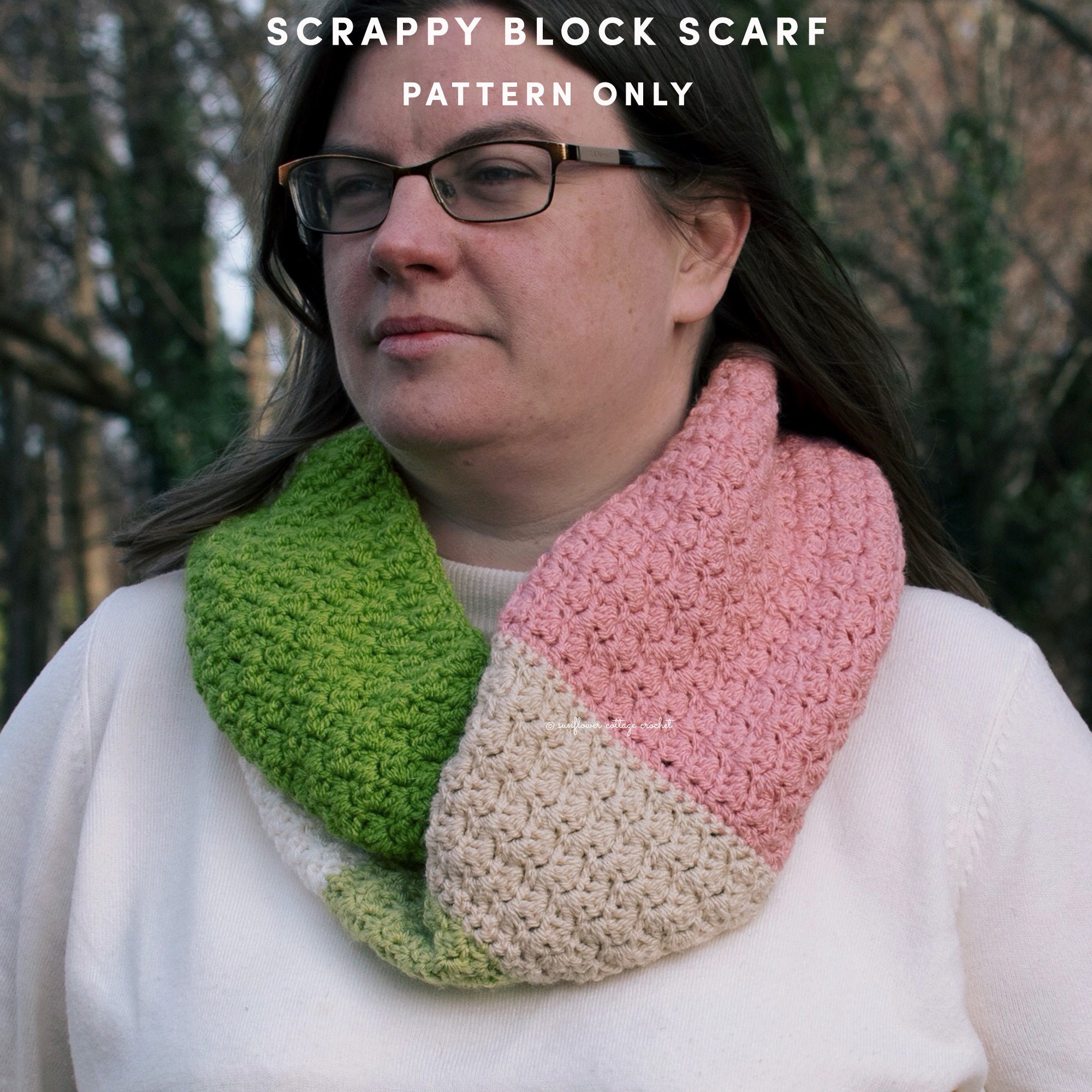 Scrappy Block Scarf Crochet Pattern Unisex Stash Buster - Etsy