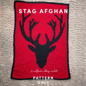 Stag Afghan, Easy Corner to Corner Blanket, PDF Crochet Pattern Only in ...