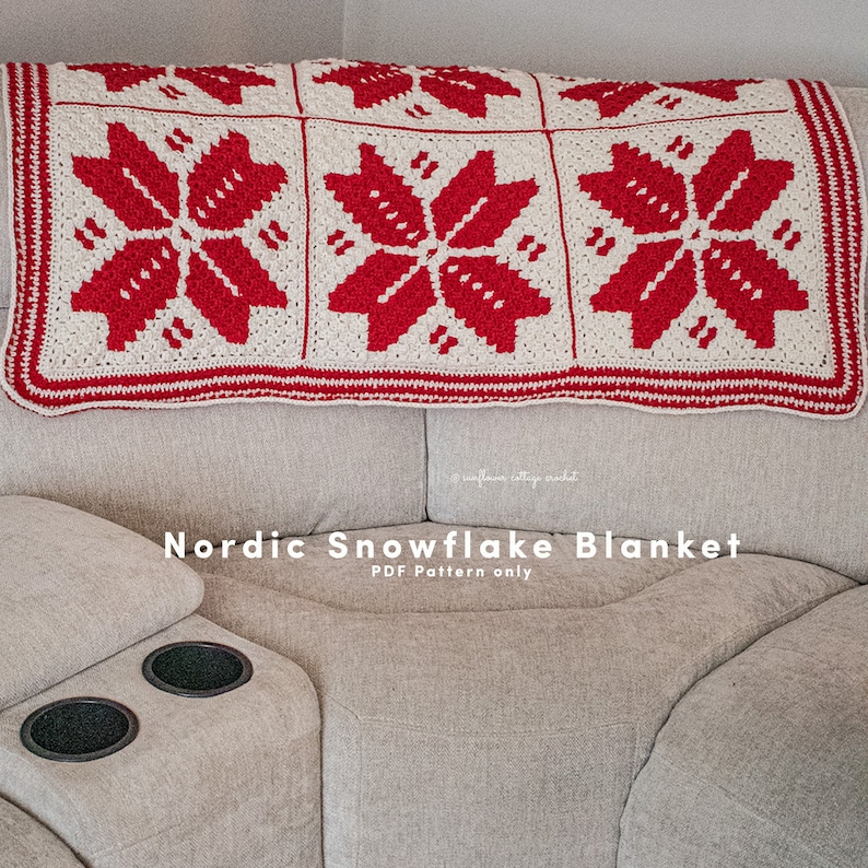 Nordic Snowflake Blanket Crochet PDF Pattern Only Corner to - Etsy
