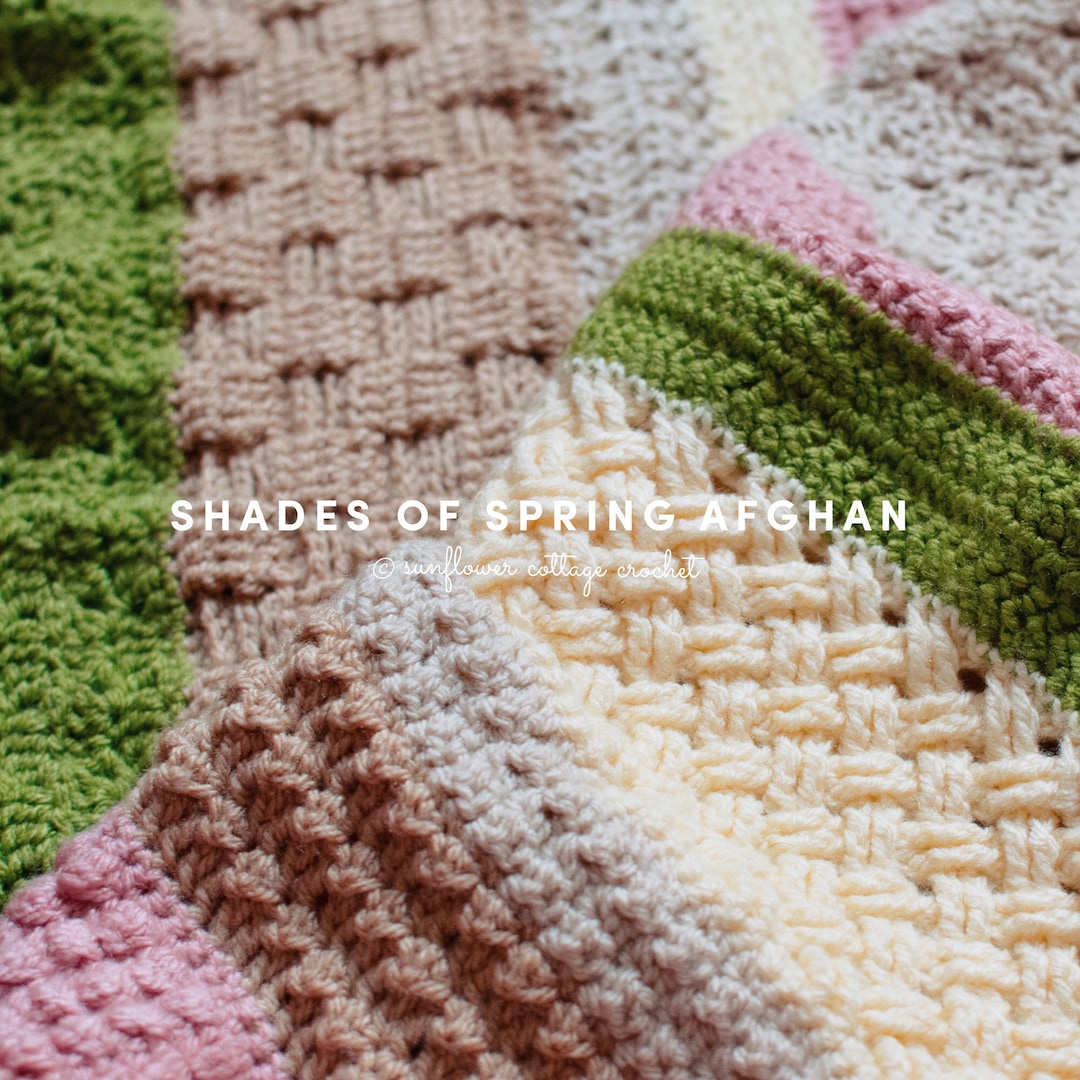 Shades of Spring Afghan | Crochet Textured Afghan Throw Blanket Pattern ...