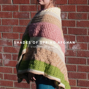 Shades of Spring Afghan | Crochet Textured Afghan Throw Blanket Pattern ...