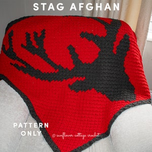 Stag Afghan, Easy Corner to Corner Blanket, PDF Crochet Pattern Only in ...