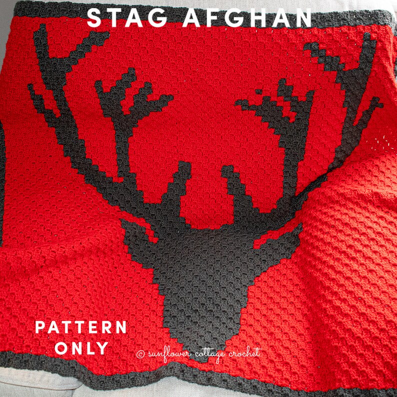 Stag Afghan Easy Corner to Corner Blanket PDF Crochet - Etsy