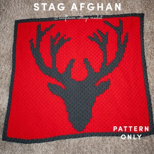 Stag Afghan, Easy Corner to Corner Blanket, PDF Crochet Pattern Only in ...