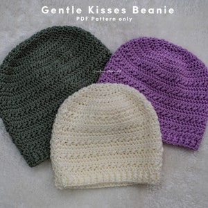 Gentle Kisses Beanie Unisex, Intermediate Crochet PDF PATTERN in 8 ...