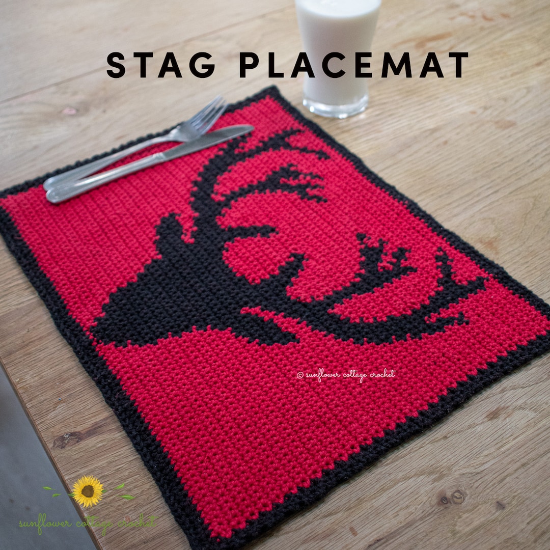 Stag Placemat Crochet Pattern, Unisex Gift Idea, Intarsia / Tapestry ...