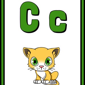 A4 Printable Alphabet Flashcards or Room Decor - Letter and Image - Etsy