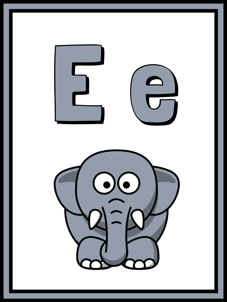 A4 Printable Alphabet Flashcards or Room Decor - Letter and Image - Etsy