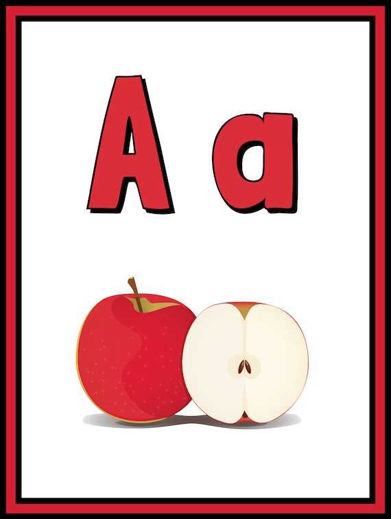 A4 Printable Alphabet Flashcards or Room Decor Letter and - Etsy